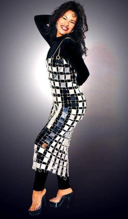 Clear High Heels Paired With A Mirrored Disco Dress Never Looked So