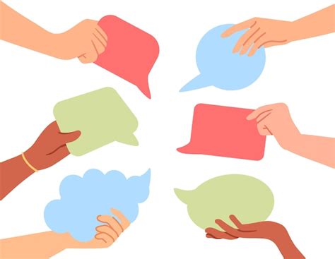 Premium Vector Hands With Speech Bubbles Concept