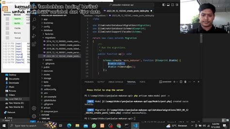 membuat tabel dan database di phpmyadmin melalui laravel menggunakan