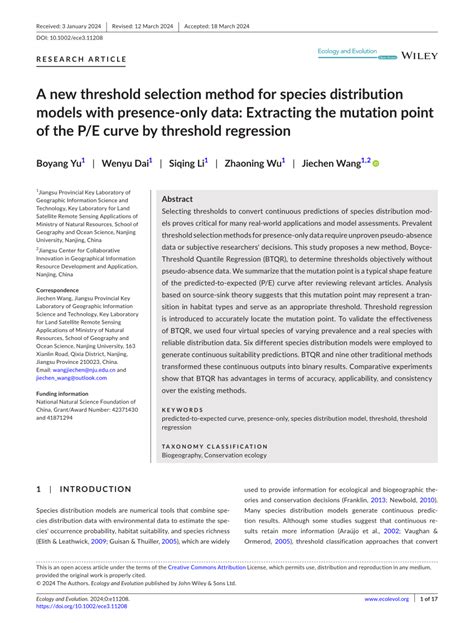Pdf A New Threshold Selection Method For Species Distribution Models