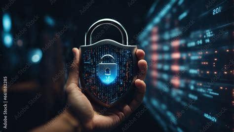 Person Holding A Cyber Security Lock Logo Create A D Rendering Of A Cyber Security Data