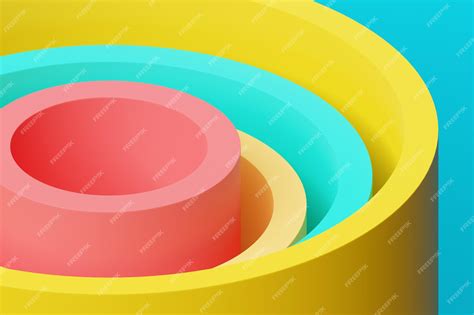 Premium Photo 3d Render Geometric Background Abstract Colorful Glowing Cylinders Mockup With