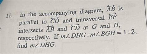 solved 11 in the accompanying diagram overleftrightarrow ab is