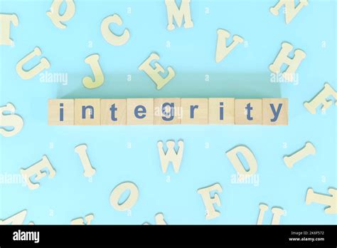 Integrity Core Values Concept In Business Company And Organization Word Typography On Wooden