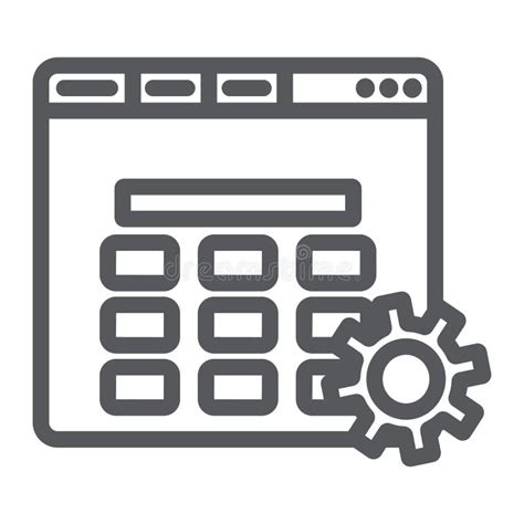 Website Setup Line Icon Setting And Service Gear And Browser Sign