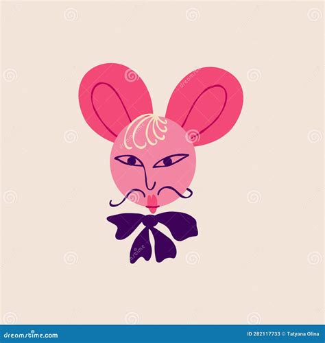 Pink Quirky Strange Mouse Character Stock Vector Illustration Of