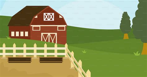 빨간 헛간과 흰 울타리가 있는 농장 풍경 벡터 Unsplash의 레드 반 이미지