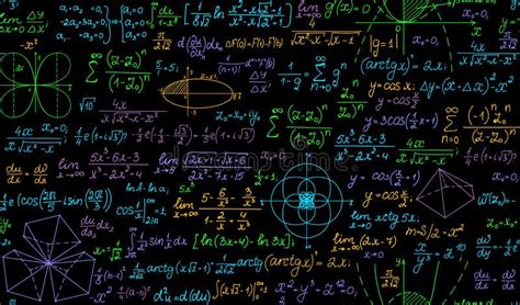 Mathematical Multicolored Vector Seamless Background With Handwritten Formulas Equations Task