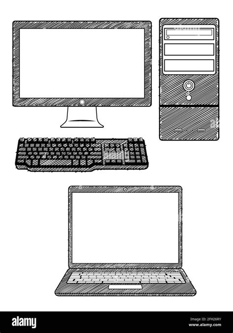 Monitor Cpu Keyboard Mouse Drawing At Arthur Snipes Blog