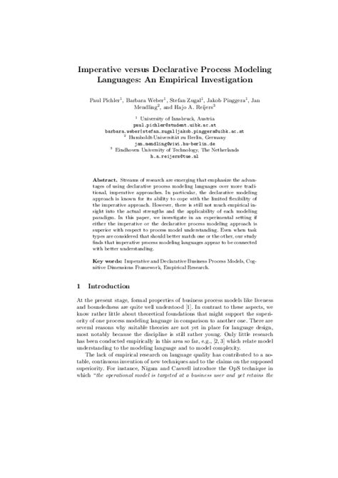 pdf imperative versus declarative process modeling languages an empirical investigation