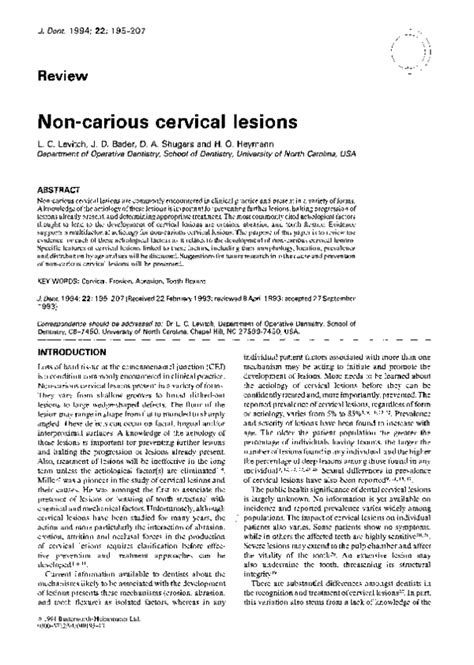 Pdf Non Carious Cervical Lesions