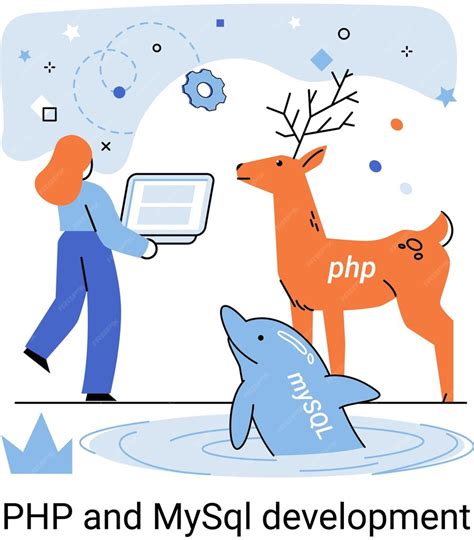 premium vector php and mysql development metaphor software website