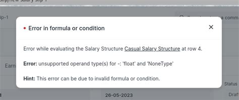 Unsupported Operand Type Error When Addingsubtracting Salary Component