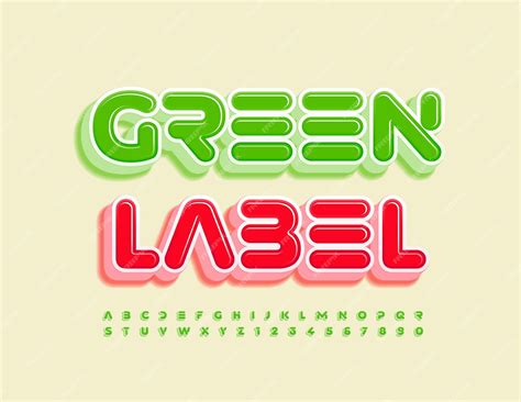 벡터 에코 개념 그린 라벨입니다 현대 3d 글꼴입니다 알파벳 문자와 숫자의 크리에이 티브 세트 프리미엄 벡터