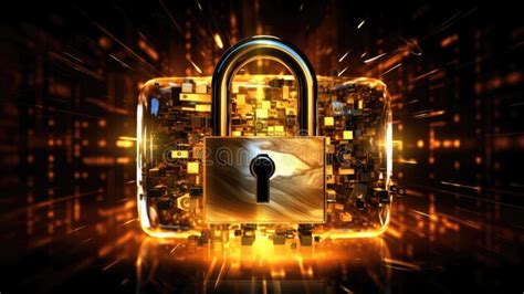 Lock Big Data Cybersecurity Conceptual Background Gold Black Generative Ai Stock Illustration