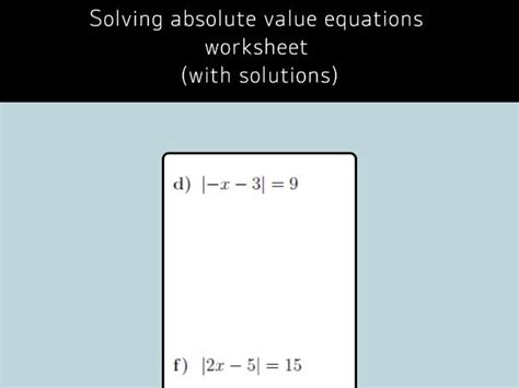 Absolute Value Absolute Value Equations And Inequalities Bundle Worksheets Library
