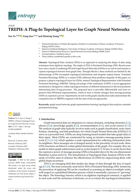Pdf Treph A Plug In Topological Layer For Graph Neural Networks