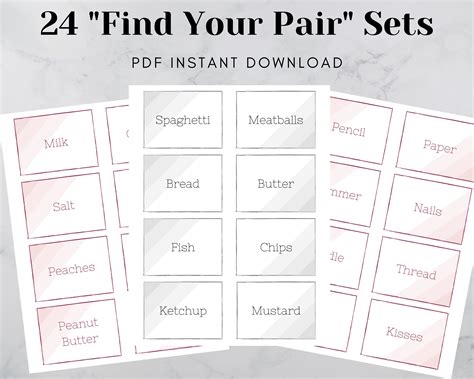 Printable Matching Pairs Game Printable Matching Pairs Game