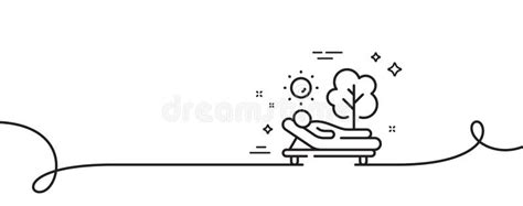 Lounger Line Icon Deckchair Furniture Sign Continuous Line With Curl Vector Stock