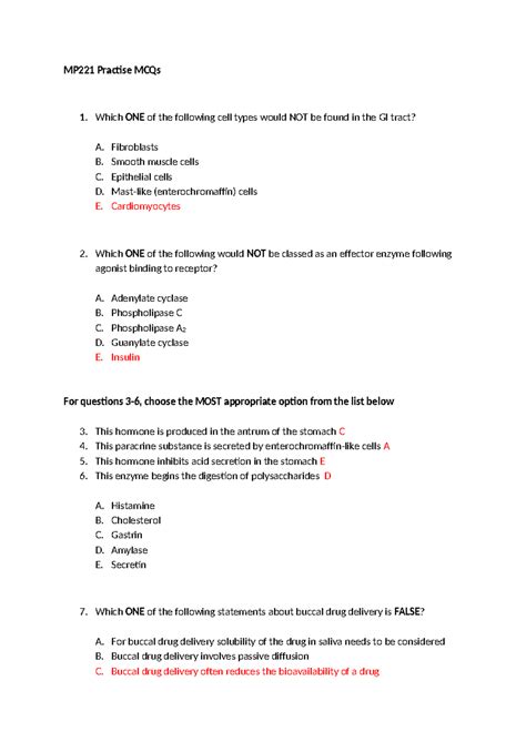Practice Mcqs Answers Mp221 Practise Mcqs 1 Which One Of The