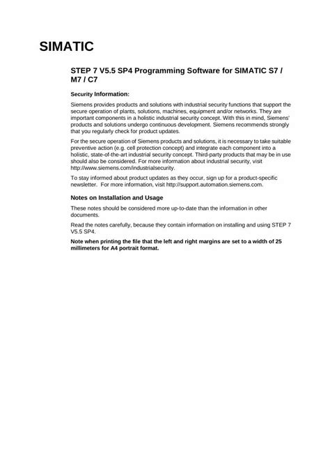 pdf step 7 v5 5 sp4 programming software for simatic … step 7 v5 5 sp4 programming software