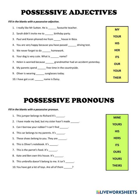 Possessive Adjectives And Possessive Pronouns Artofit