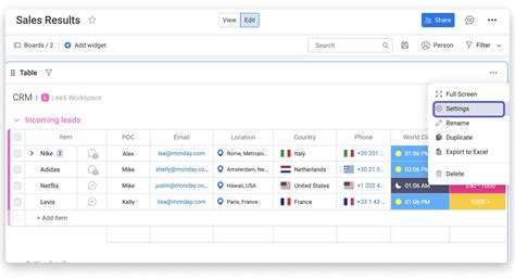 The Table Widget Support