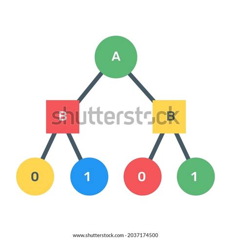 Binary Tree Diagram Icon Flat Design Stock Vector Royalty Free 2037174500 Shutterstock