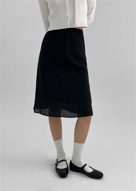 코알민 쉬폰 미디스커트 치마 스커트 데일리 포인트 쉬폰 패턴 미디기장 무릎치마 체크 에이블리