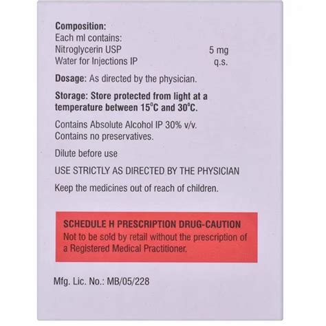 Nitrocin Injection Nitroglycerin At ₹ 36 81 Vial Nitrocin Injection