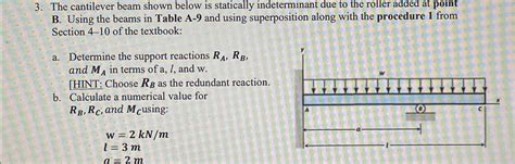 Solved The Cantilever Beam Shown Below Is Statically Indeterminant Due To 1 Answer