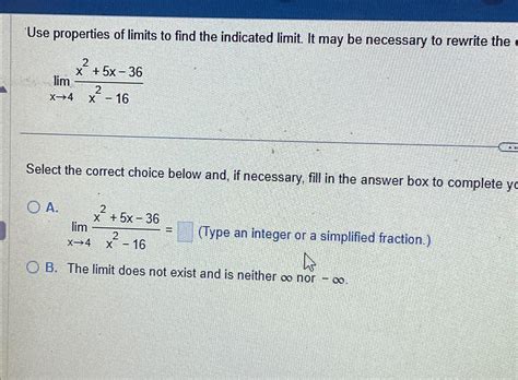 Solved Use Properties Of Limits To Find The Indicated Limit