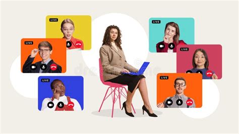 Efficient Team Management Confident Businesswoman Leading Remote Team