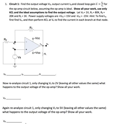 solved 1 circuit 1 find the output voltage vo output