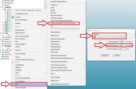 How To Modify Feed Rate From Surfaces In Powermill