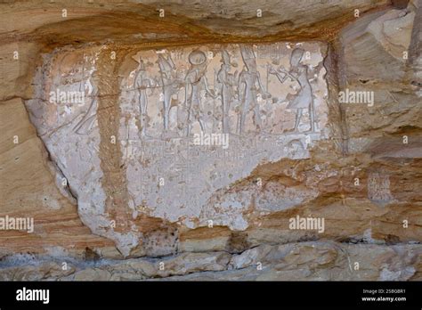 Close Up Of Stela And Rock Art In Cliff Face Near Kanais Temple Of King Sety 1 In The Wadi Abad