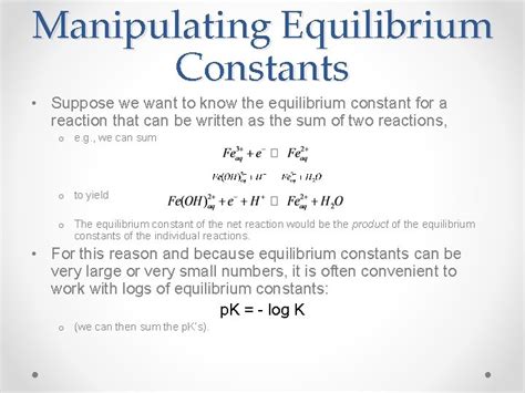 Equilibrium Constants Lecture 8 The Equilibrium Constant Consider