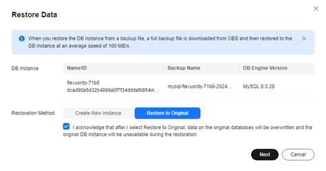 Restoring A Flexusrds For Mysql Instance From Backupsrestoring A