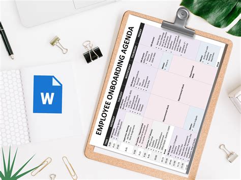 New Hire Onboarding Schedule Agenda Template Editable Word HR Form New Hire Templates Human