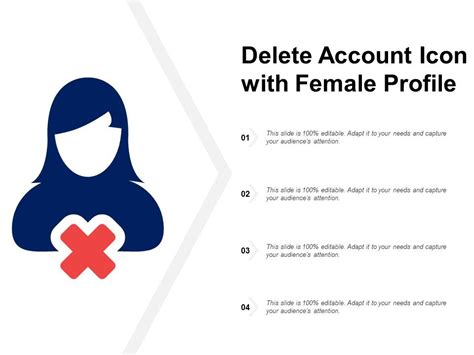 Delete Account Icon With Female Profile Ppt PowerPoint Presentation File Icons