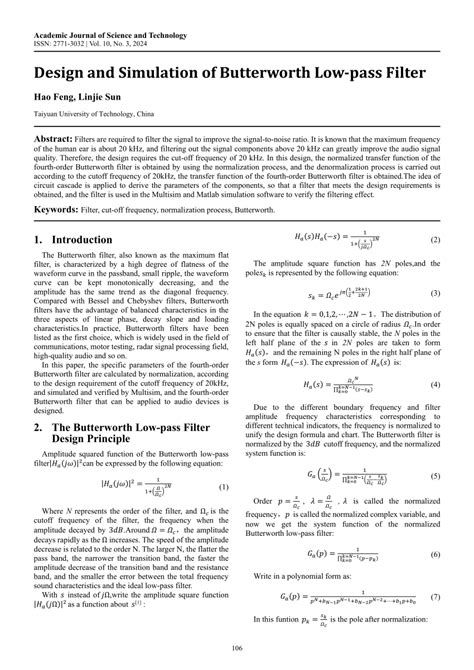 PDF Design And Simulation Of Butterworth Low Pass Filter