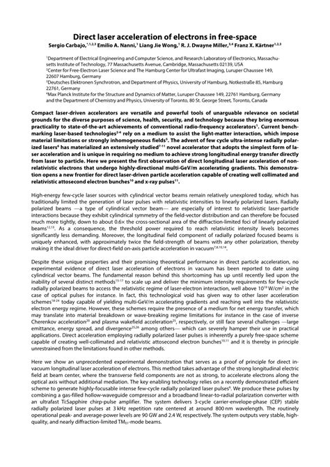 Pdf Direct Laser Acceleration Of Electrons In Free Space