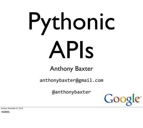 Pythonic Apis Anthony Baxter Pdf
