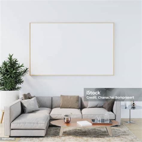 거실 인테리어 3d 렌더링 소파 테이블 램프 배경 나무 바닥 나무 콘크리트 벽 템플릿 디자인 질감 최소한의 현대 스칸디나비아 0명에 대한 스톡 사진 및 기타 이미지 Istock