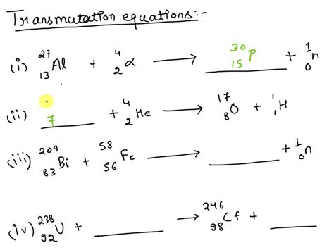 Nuclear Transmutation Equations