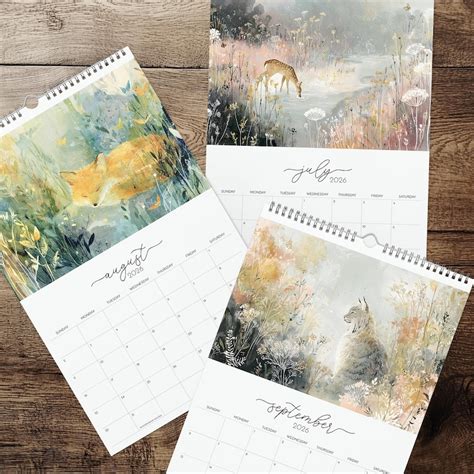 2026 Wall Calendar Woodland Art Choose Us Holidays Blank 11″ × 17