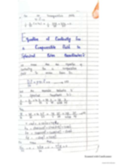 Solution Equation Of Continuity For A Compressible Fluid In Cylindrical And Spherical Polar