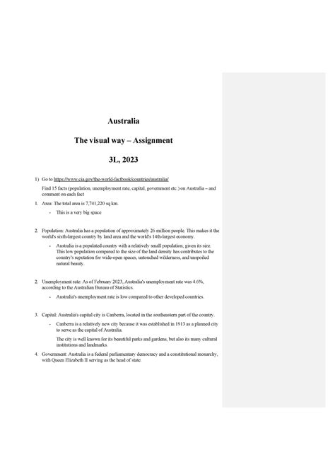 Australia Assignment Australia The Visual Way Assignment 3l 2023