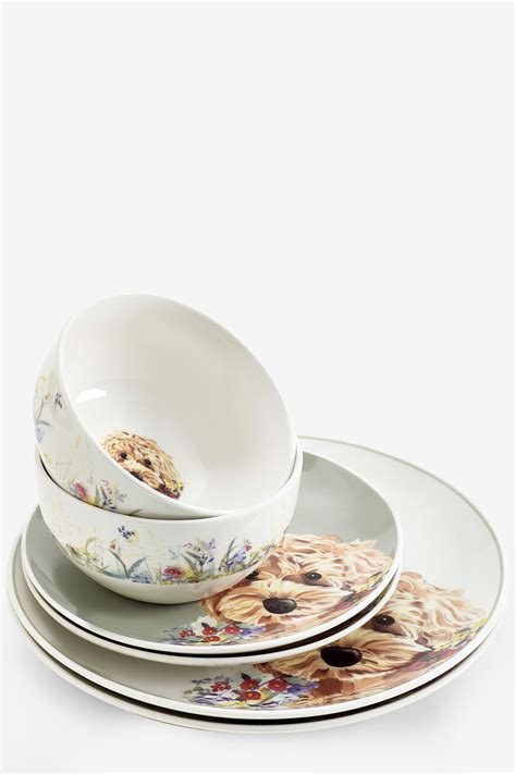 Buy 12 Piece Sage Green Charlie The Cockapoo Dinner Set From The Next