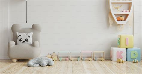 흰색 배경에 있는 어린이 방의 모형 벽3d 렌더링 사진 Unsplash의 실내 이미지